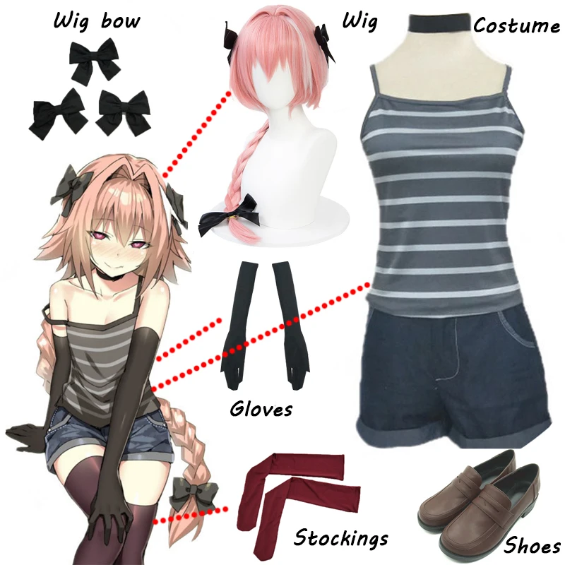 Anime FGO Fate/Apocrypha Rider of Black Astolfo Sailor Cosplay Costume ...