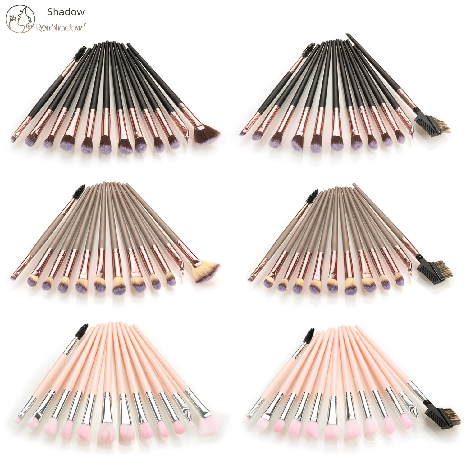 Ronshadow-12-piece-Makeup-Brush-Set-Eye-Brushes-Pink-brown-black ...