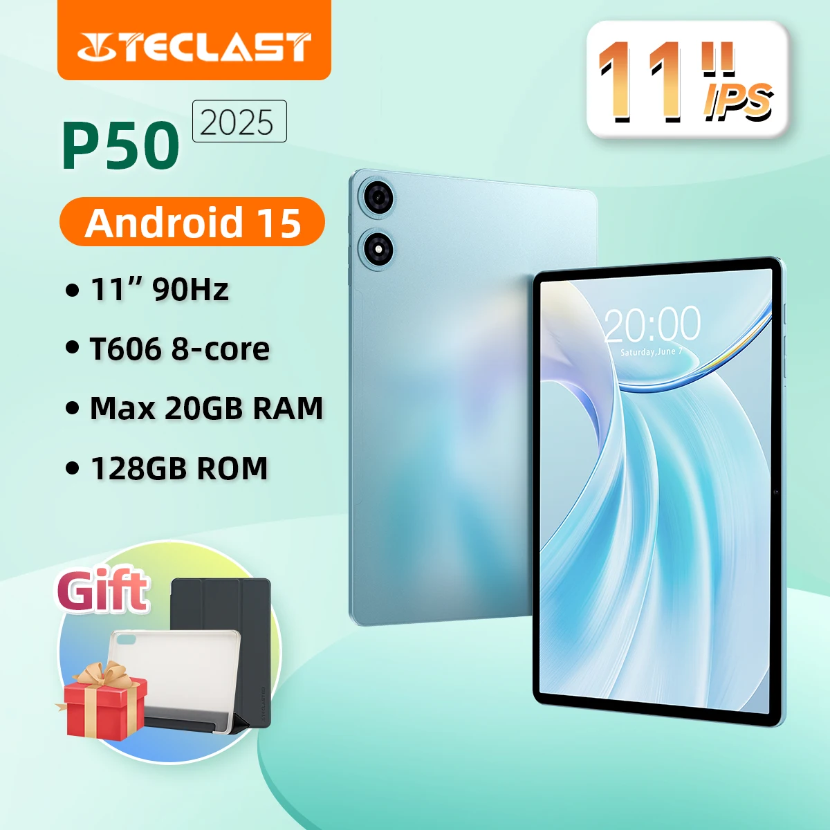 Teclast P50 2025 Android 15 Tablet 11 inch 90Hz Display T606 Octa-Core ...