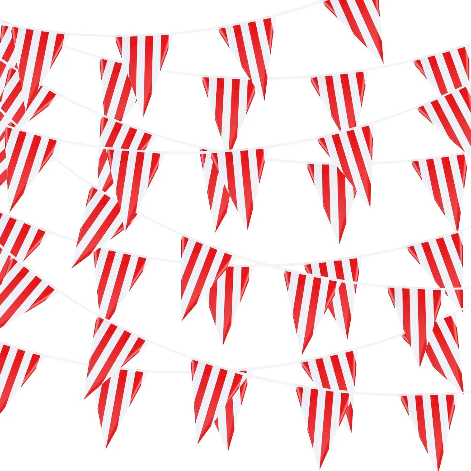 33FT Red and White Striped Pennant Circus Carnival Hanging Flag for ...