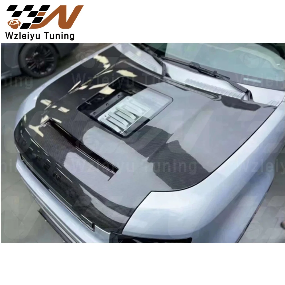 MJ-Style-Carbon-Fiber-Front-Hood-Bonnet-Tempered-Glass-Fit-For-Defender ...