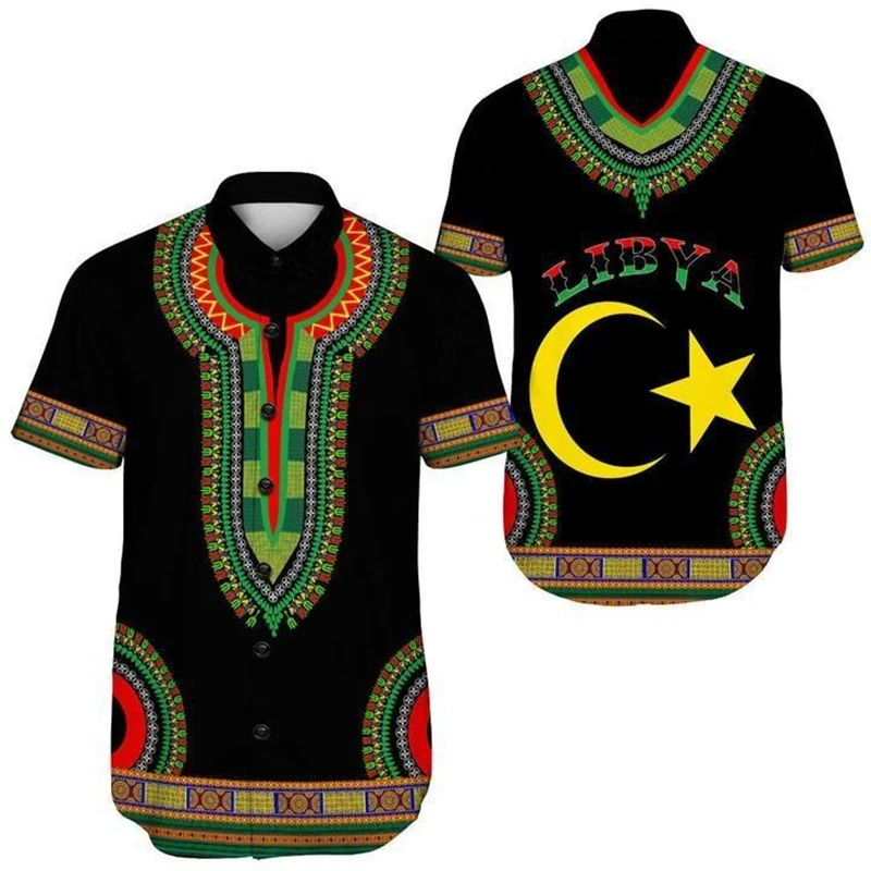 State-Of-Libya-Flag-Map-3D-Print-Short-Sleeve-Shirts-For-Men-Clothes ...