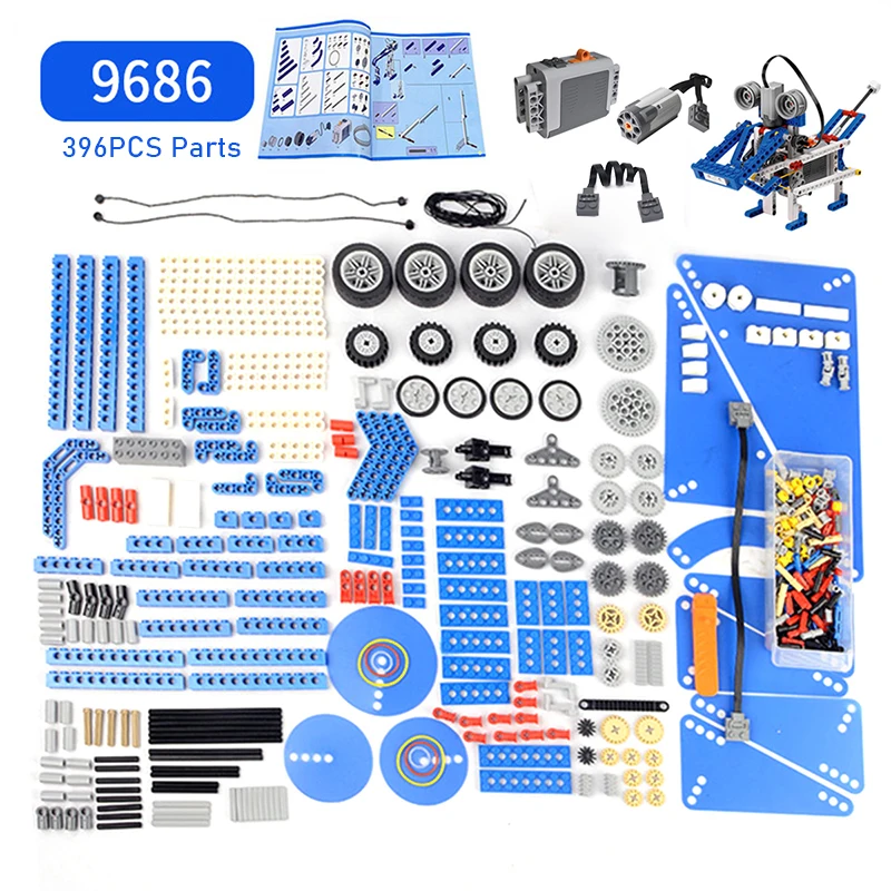 396Pcs-Technical-Beam-Gears-Wheels-Bricks-Parts-Pack-fit-for-9686-Simple-and-Motorized ...