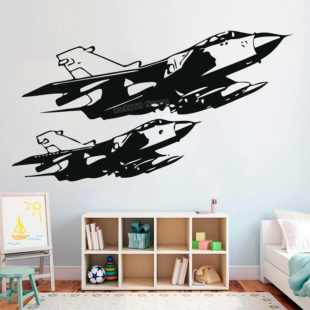 Two-Fighter-Jets-Wall-Decal-aircraft-Combat-aircraft-Wall-Sticker-for ...