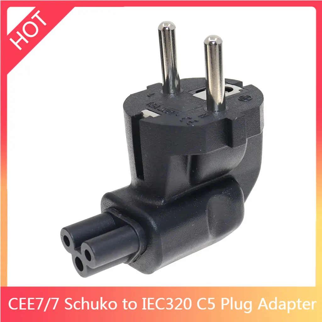 EU to C5 power Plug power cable 90 degree Adapter Angle European plug to IEC C5 plug converter ...