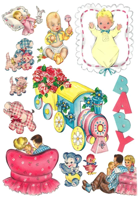 Vintage cute baby Stickers Crafts And Scrapbooking stickers kids toys ...
