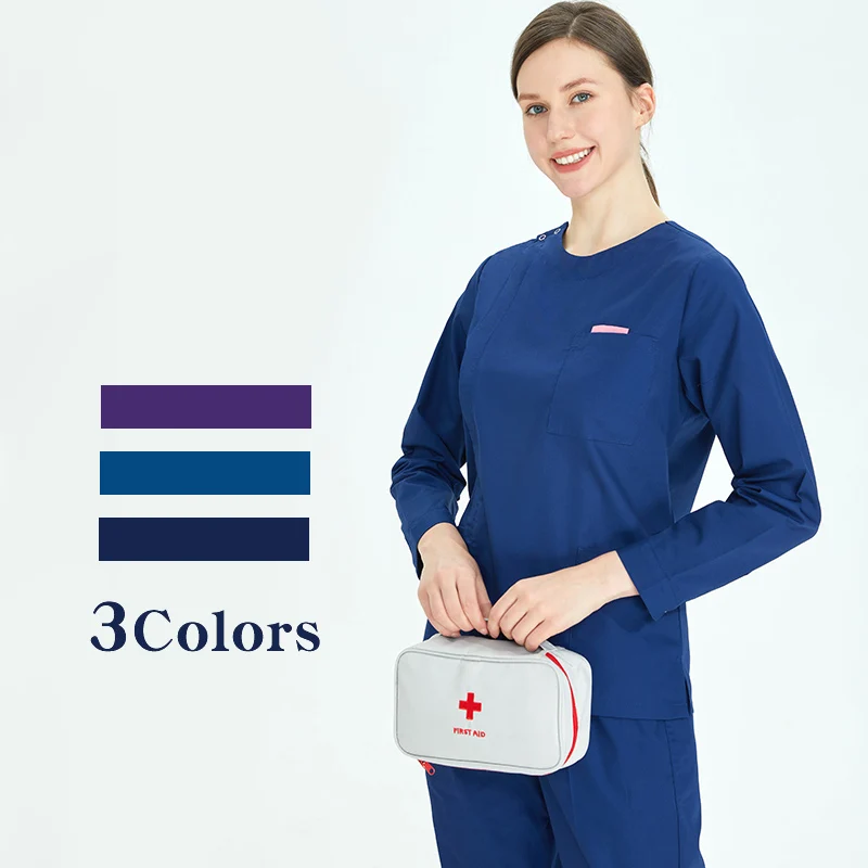 Durable Crew Neck Scrub Uniforms for Women Men Hospital Workwear ...