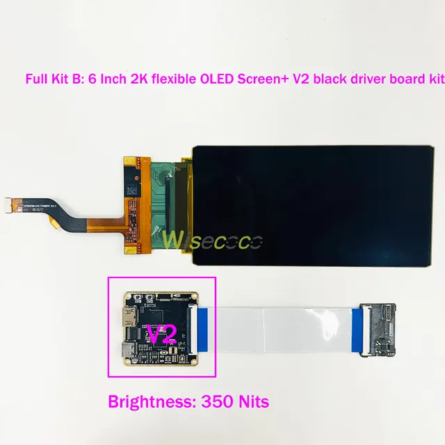 Wisecoco 6 Inch Flexible AMOLED Ultra Thin 2k Bendable OLED IPS Display For Raspberry Pi ...