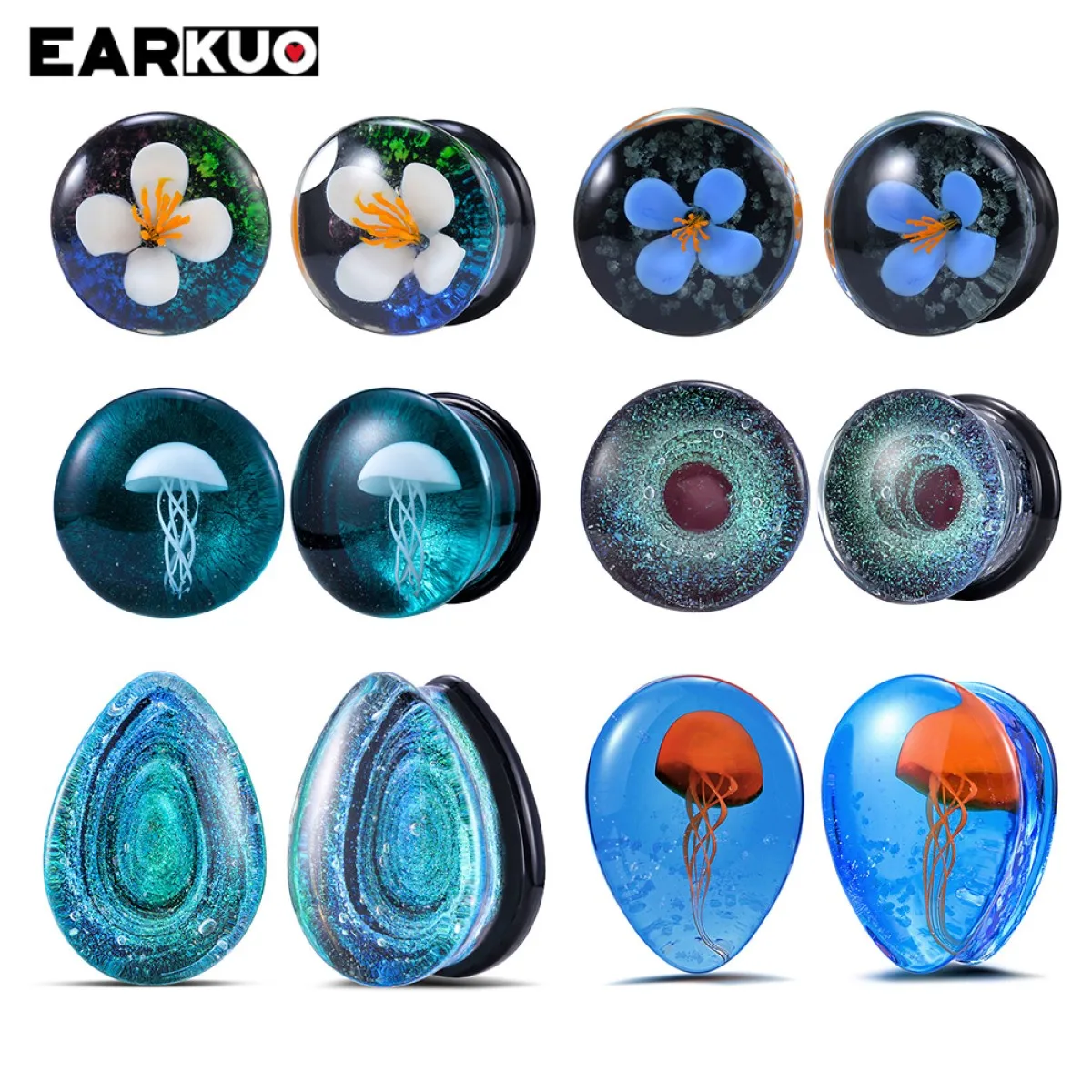 EARKUO-Ear-Plugs-And-Tunnels-Glass-Ear-Gauges-Expanders-Body-Piercing ...