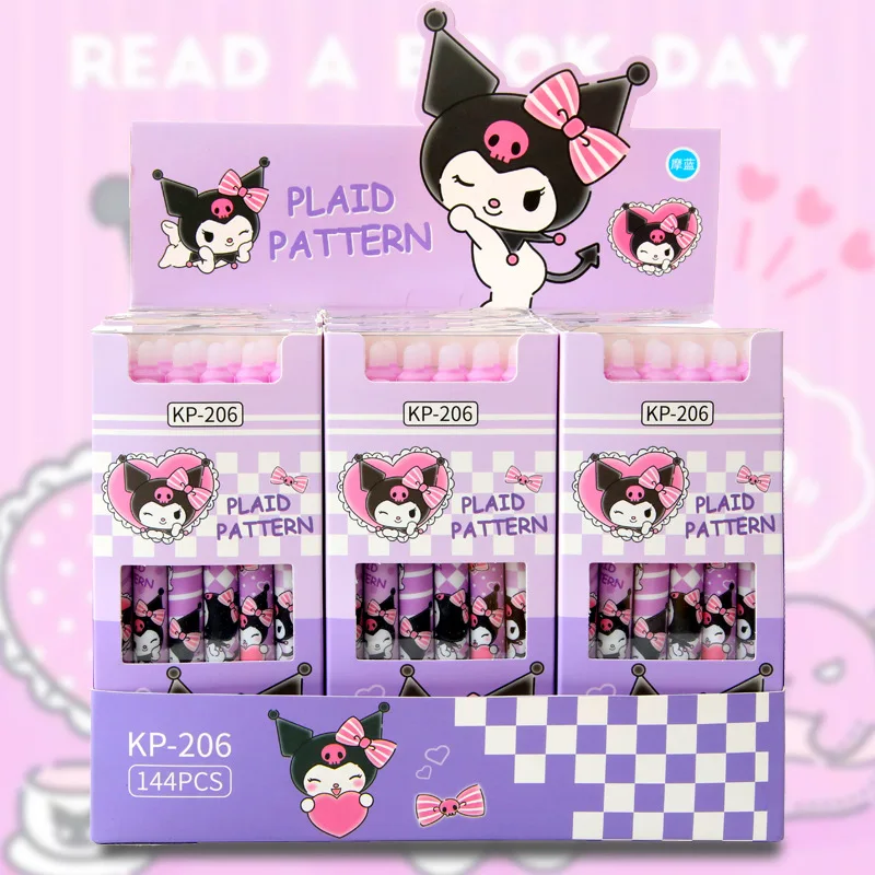 144/12Pcs Kawaii Sanrio Kuromi Erasable Blue Neutral Pen Anime Office ...