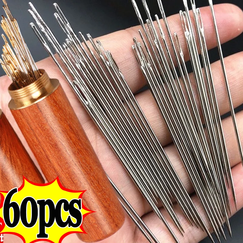 12/60Pcs Side Hole Blind Sewing Needles Stainless Steel Elderly Self ...