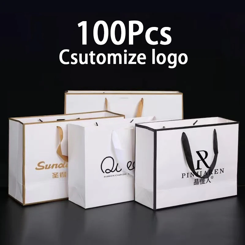 100Pcs-Custom-Logo-Gift-Paper-Packing-Bag-Personalization-Business ...