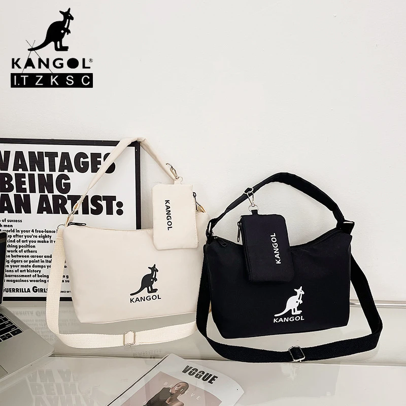 Kangol 스타일 여성용 패션 숄더백 캐주얼 메신저 백 프로스트 패브릭 여성용 가방 휴대폰 지갑 작은 가방