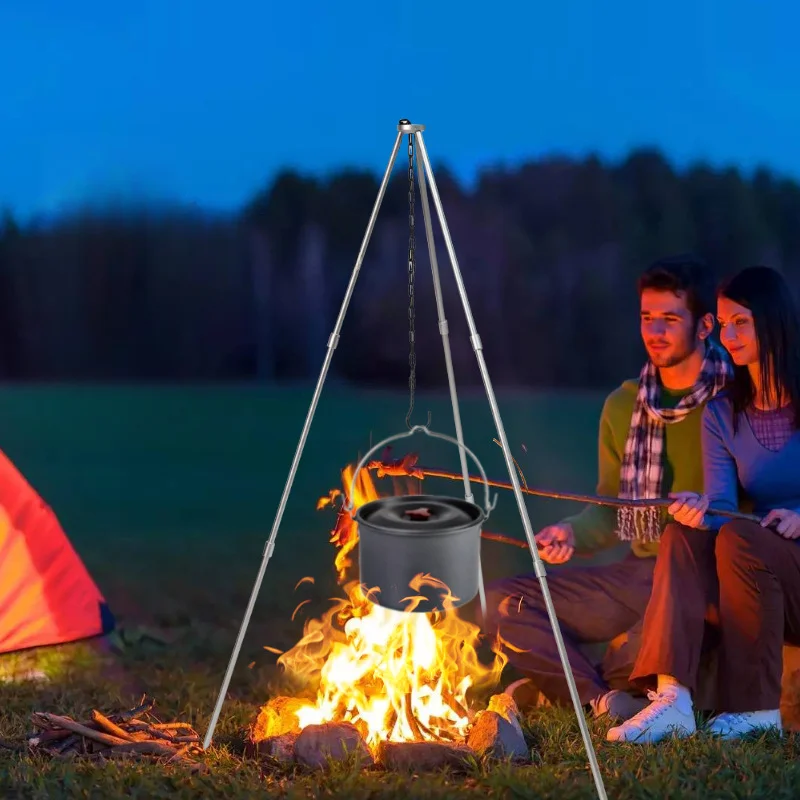 Portable-Camping-Cooking-Tripod-Aluminium-Alloy-Picnic-Campfire-Tripod ...