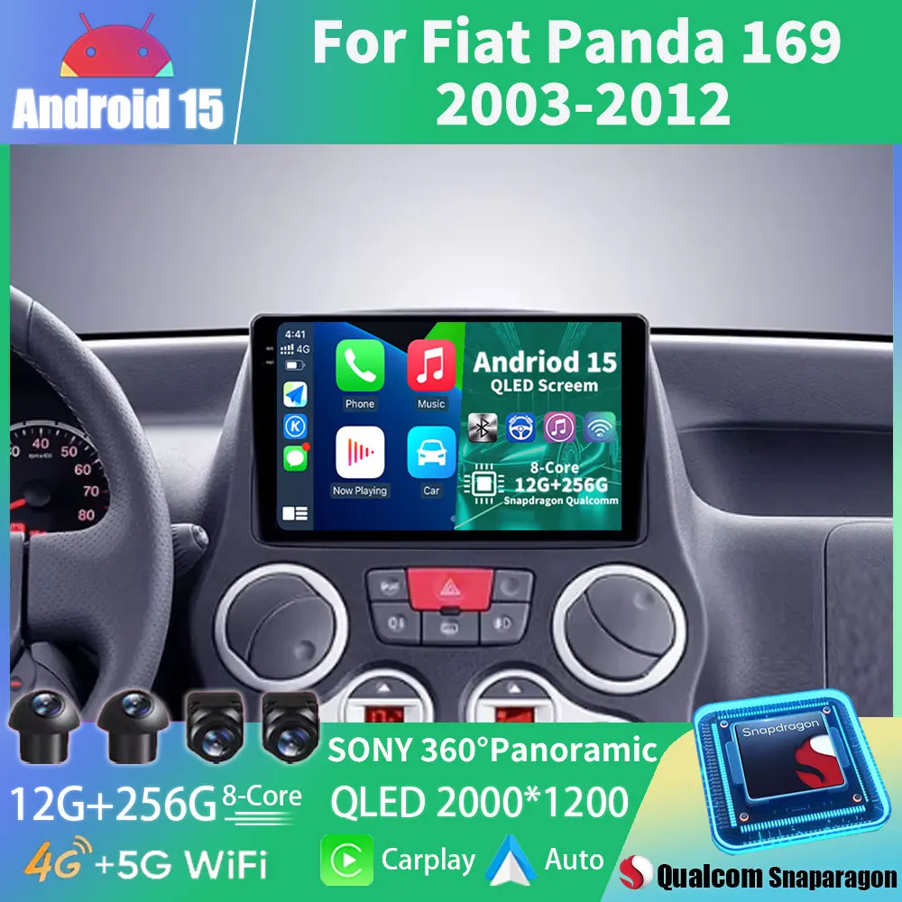 Android 15 Car Radio For Fiat Panda 169 2003 - 2012 Navi Head Unit QLED ...