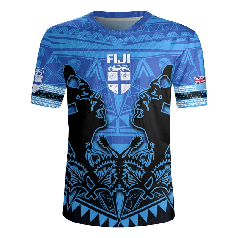 3D The Republic-of Fiji Flag Printing V Neck T Shirt Fiji Rugby-Jersey ...