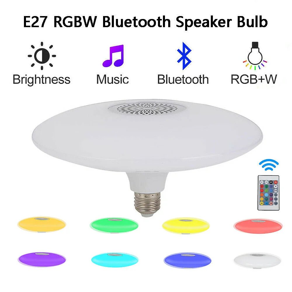 RGB Bluetooth Music UFO led lights Smart Remote Control E27 ceiling ...