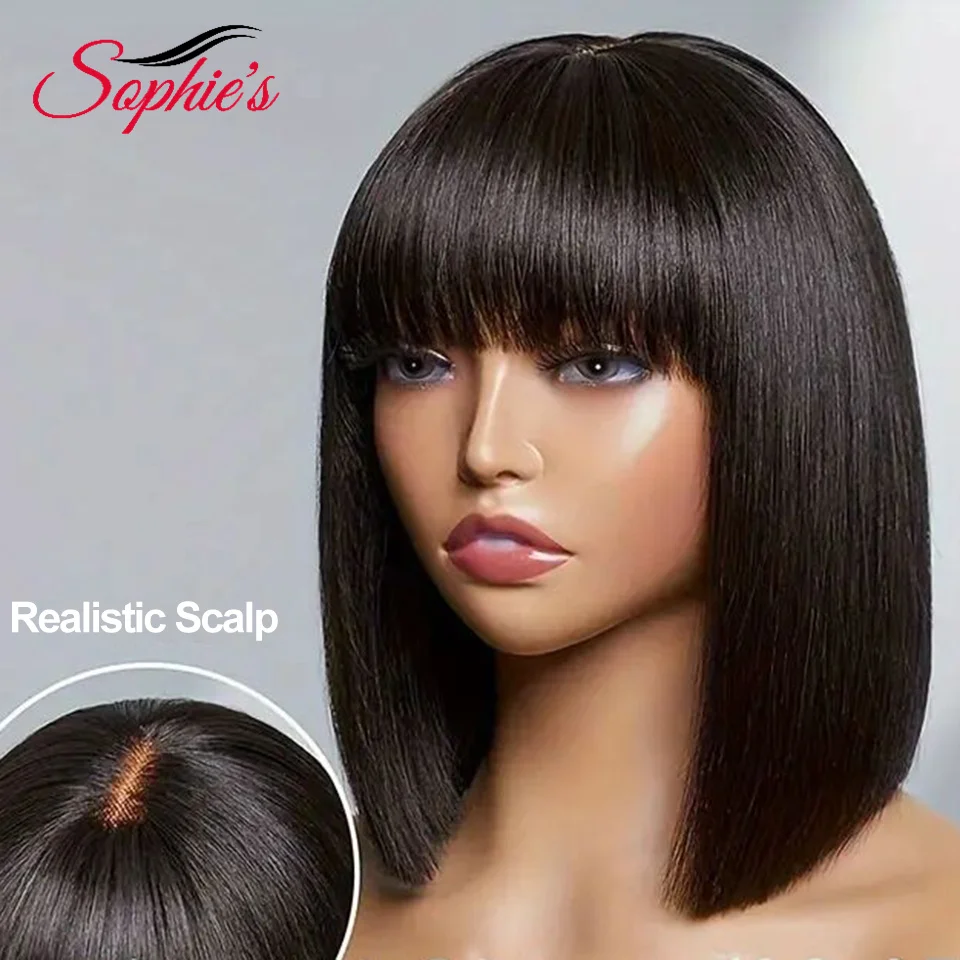 Sophies-Peluca-de-cabello-humano-Natural-con-flequillo-postizo-de ...