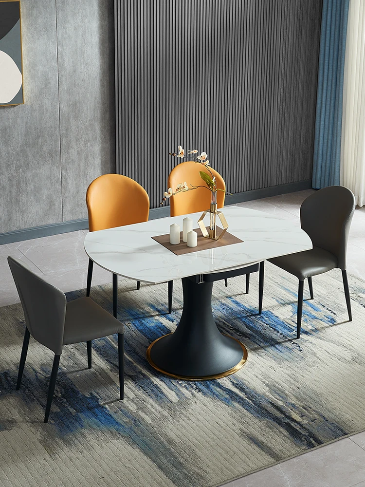 Italian-rotating-rock-plate-table-modern-simple-telescopic-multi ...