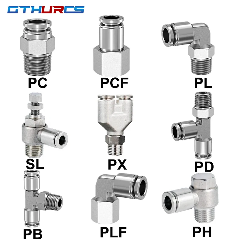 1-Pcs-Pneumatic-Air-Connector-304-stainless-steel-Fitting-PC-PCF-PL-PB ...