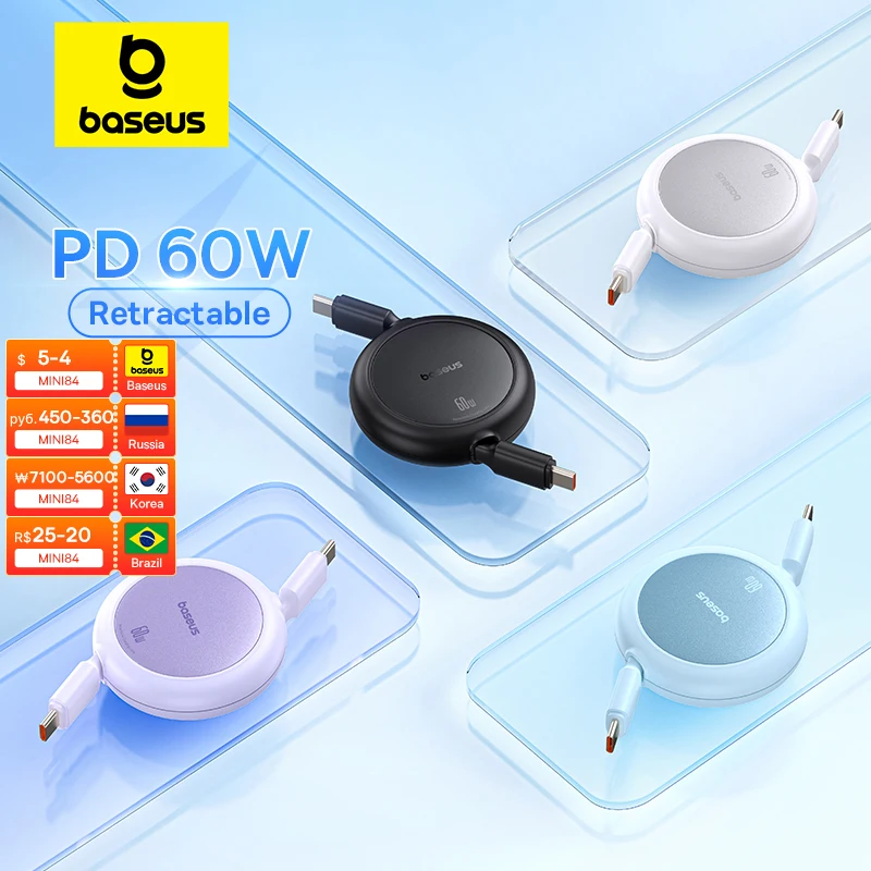 Baesus-Retractable-60W-USB-C-Cable-For-iPhone-15-Plus-Pro-Max-Fast ...