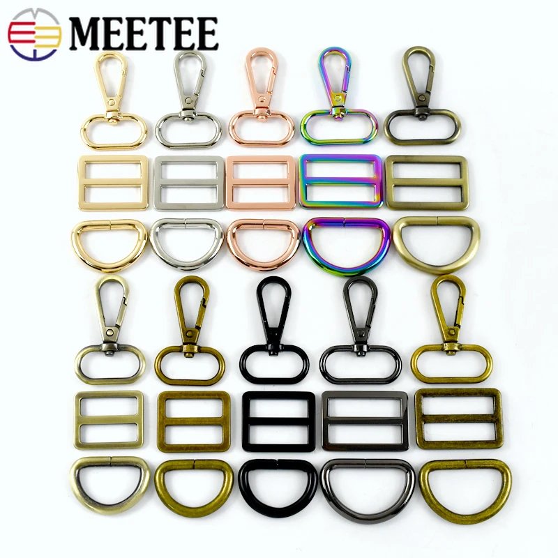 2-3Sets-Metal-Buckles-Bag-Strap-Swivel-Lobster-Clasp-D-Ring-Tri-glide ...