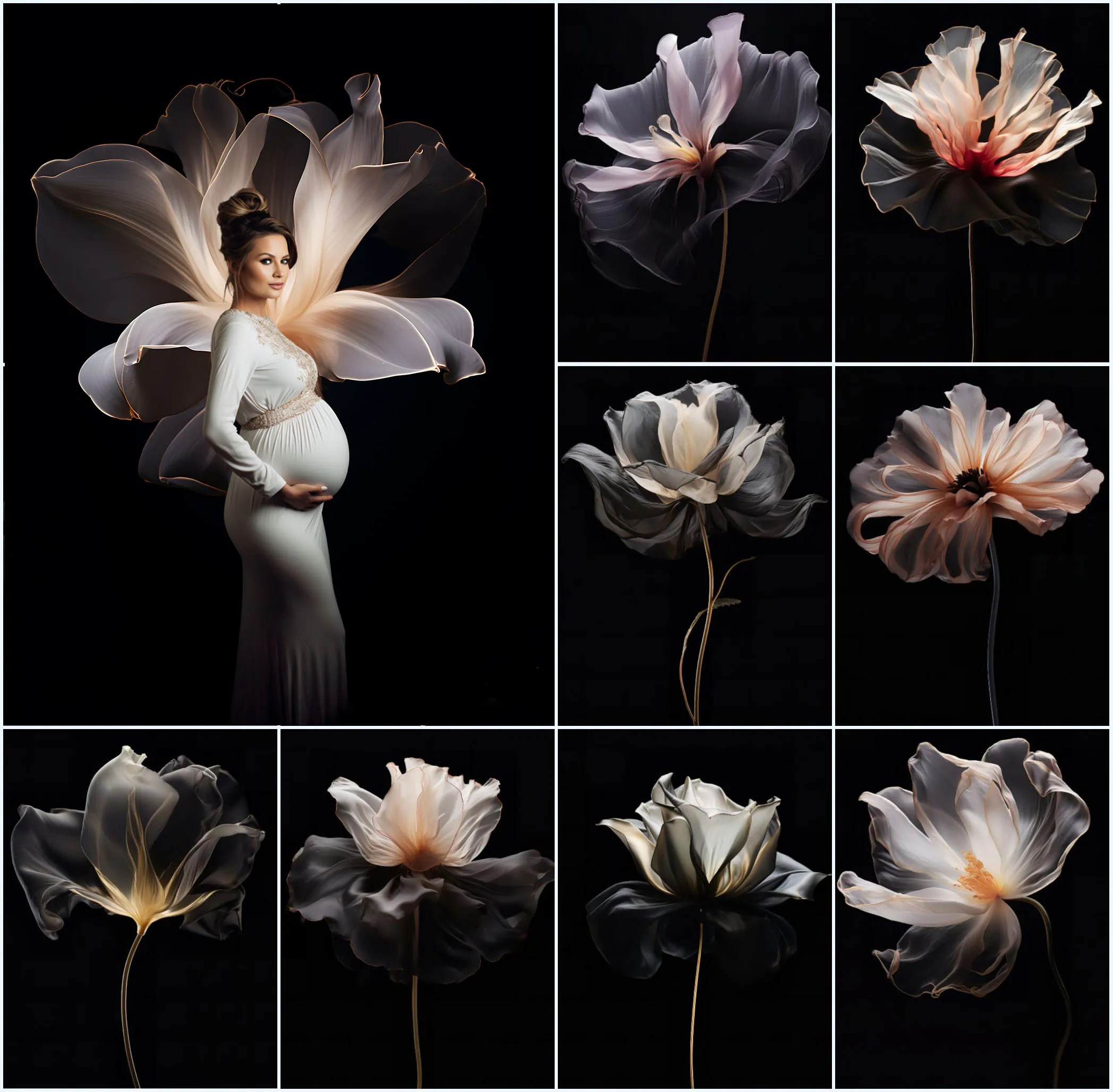 Mehofond-Pregnancy-Photo-Backdrop-Pure-Black-Flowers-Wedding-Elegant ...