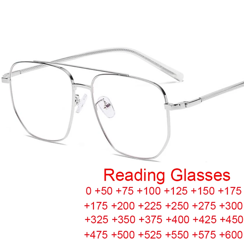 Pilot Gold Metal Frame Reading Glasses Men +1.0 To +6.0 Big Anti Blue ...