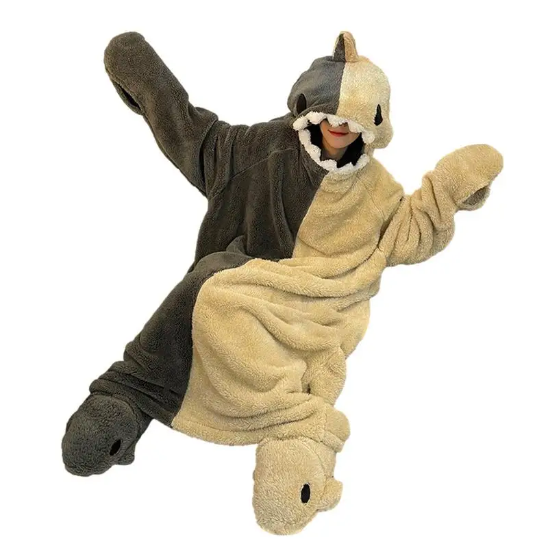 Shark-Snuggie-Cartoon-Shark-Hoodie-Costume-Flannel-Wearable-Shark ...