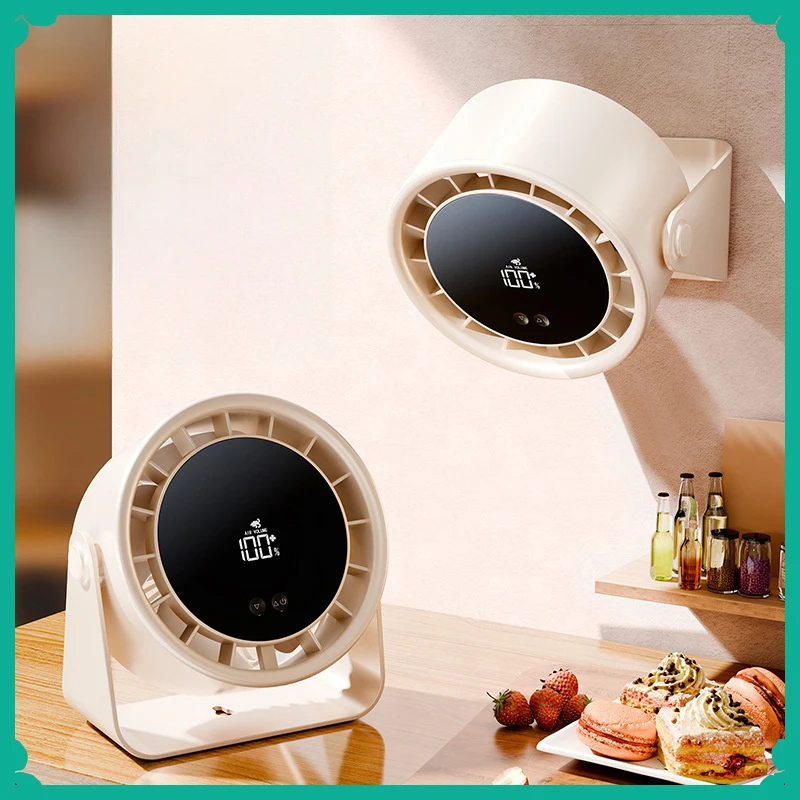 Electric Fan 2400mAh USB Charging Desktop Small Fan Silent Wall Mounted ...