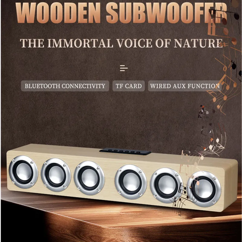 TV-Sound-Bar-Wooden-Bluetooth-Speaker-Home-Theatre-System-Wireless ...