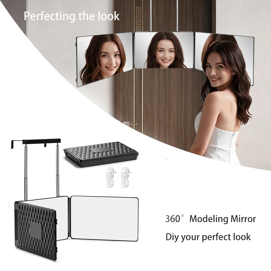 Mini-3-Way-Mirror-360-Degree-Self-Haircutting-Makeup-Mirror-LED-Brightness-Adjustment-Hair ...