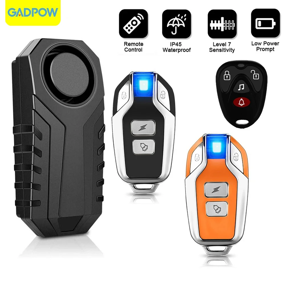 Gadpow-Wireless-Motorcycle-Vibration-Alarm-IP55-Waterproof-Bicycle ...
