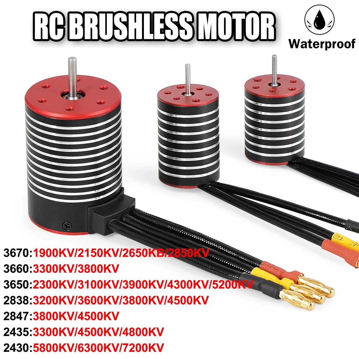 3650 series Waterproof Brushless Motor for 1/8 1/10 1/12 1/14 2S 3S RC ...