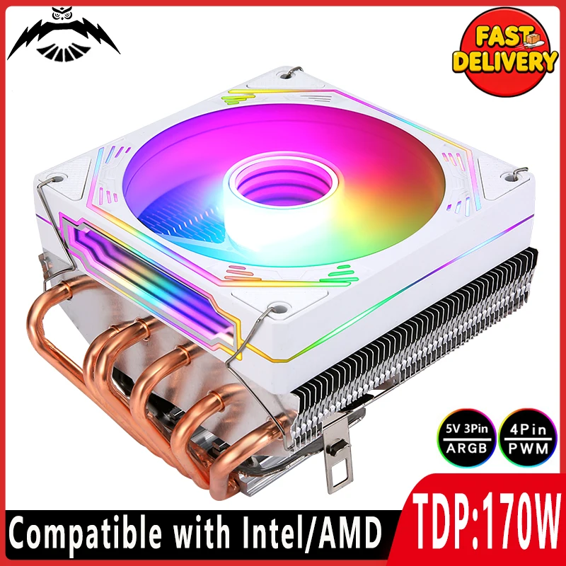 Radiador horizontal eficiente 4/6 calor pipe120mm cooler cpu ventilador ...
