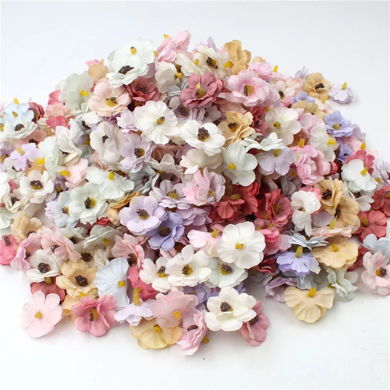 3cm 50/100 pçs multicolorido daisy flor cabeça mini flor artificial de ...