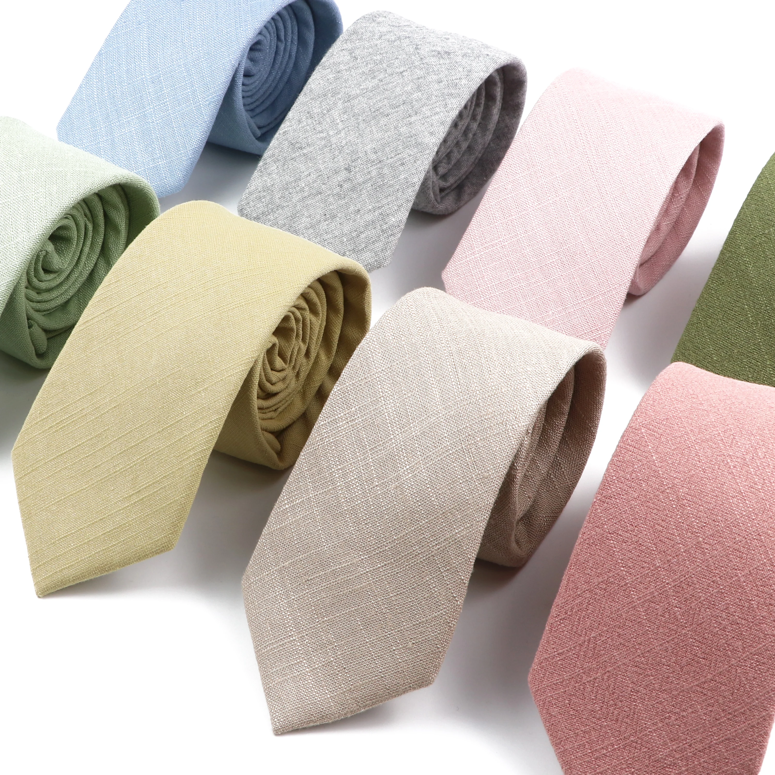 New-Solid-Color-Striped-100-Cotton-Necktie-Green-Pink-Blue-Narrow ...