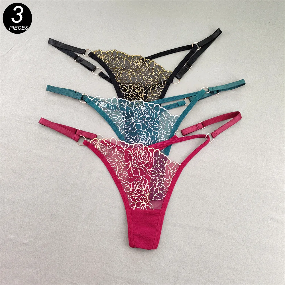 3pcs-V-shaped-Sexy-Lace-Floral-Thong-Women-Hollow-Out-V-Strings ...