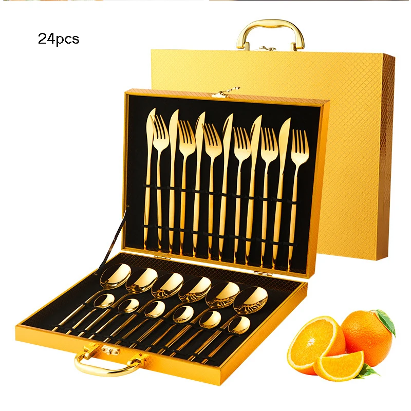 24pcs-Gold-Dinnerware-Set-Conjunto-De-Lou-a-De-A-o-Inoxid-vel-Knife ...