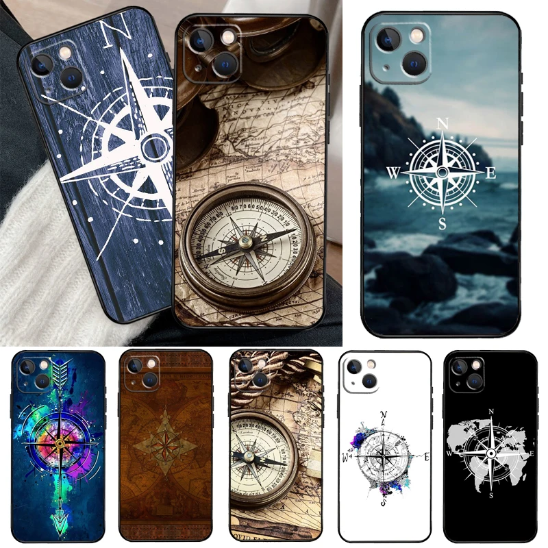 World-Map-Compass-Nautical-Phone-Case-For-iPhone-11-12-13-14-15-Pro-Max ...