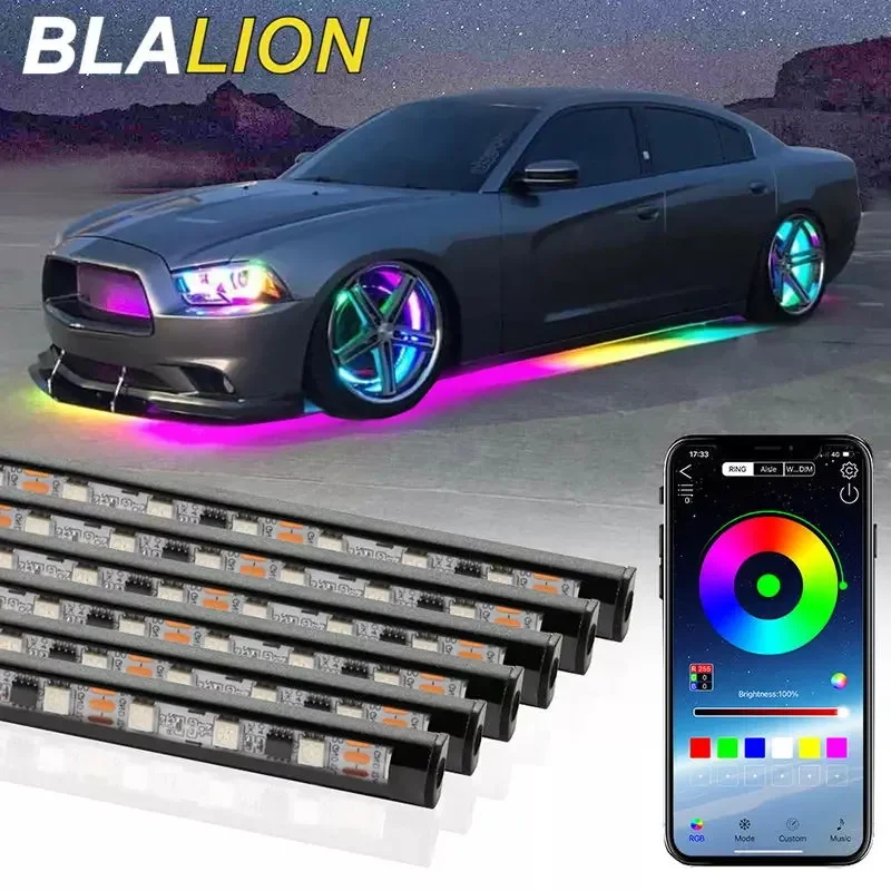 BLALION Car Underbody Light Kit Flexible LED Neon Strip Light APP ...