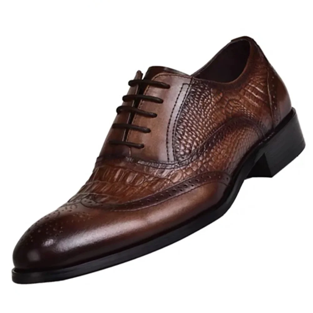 Mens-Formal-Shoes-Crocodiles-Pattern-Faux-Leather-Dress-Brogues-Shoes ...
