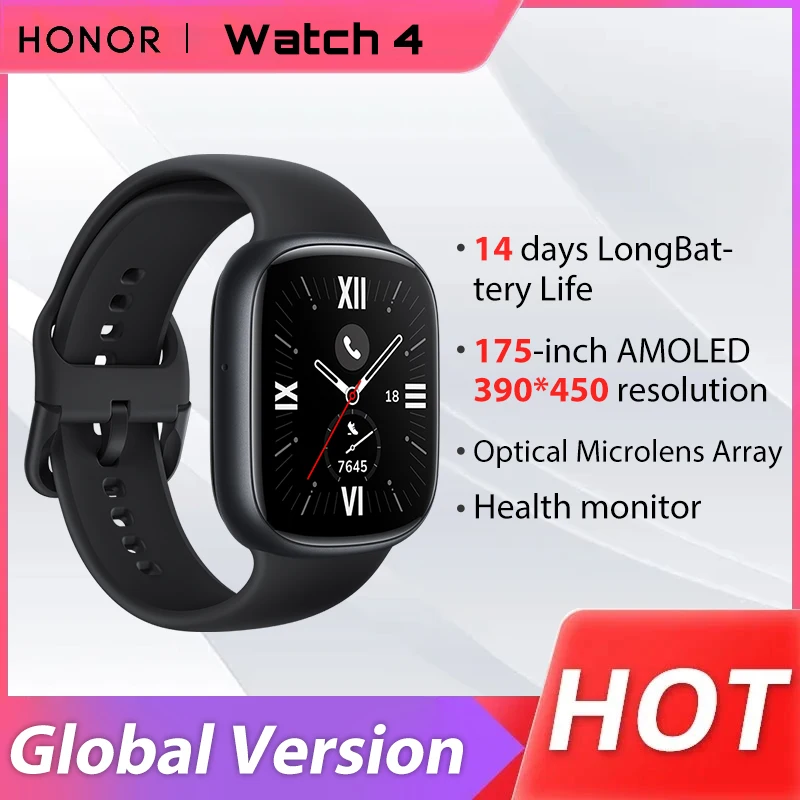 Global-Version-HONOR-Watch-4-1-75-AMOLED-Display-5ATM-Heart-Rate-Blood ...