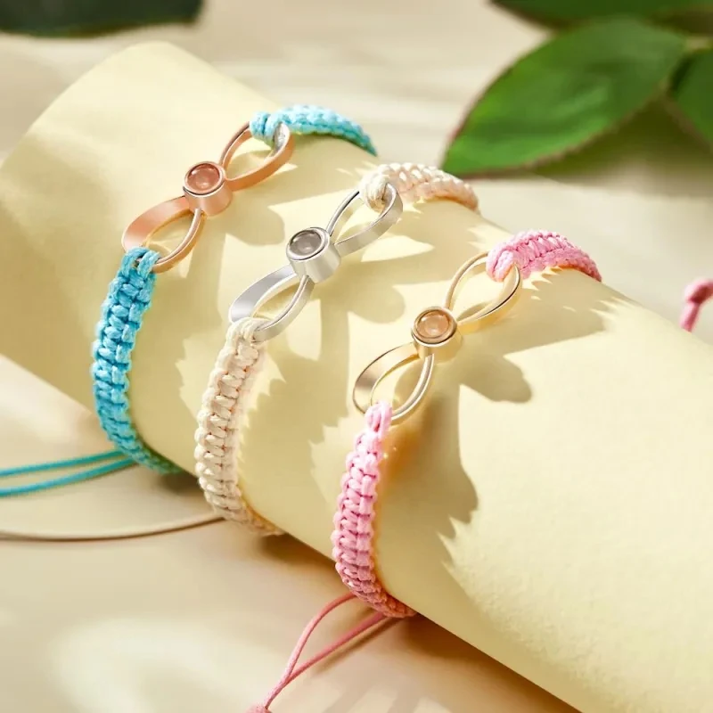 Personalized Custom Photo Projection Bracelets For Women Infinity Bead ...
