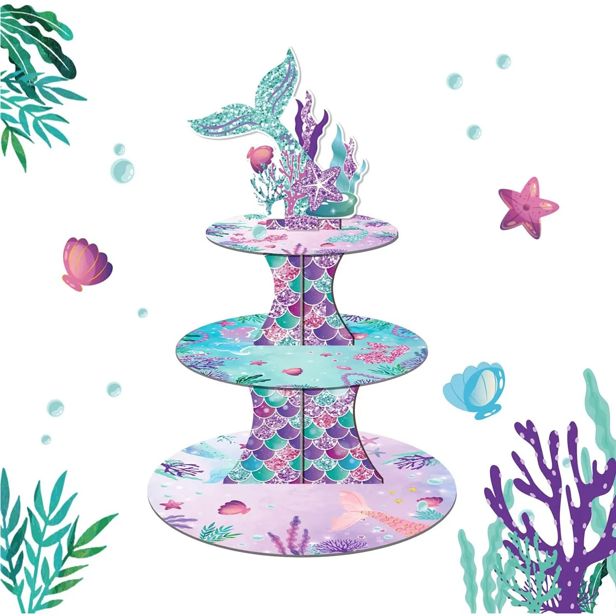 Mermaid-Cupcake-Stand-3-Tier-Cupcake-Stand-Cardboard-Cupcake-Tower ...