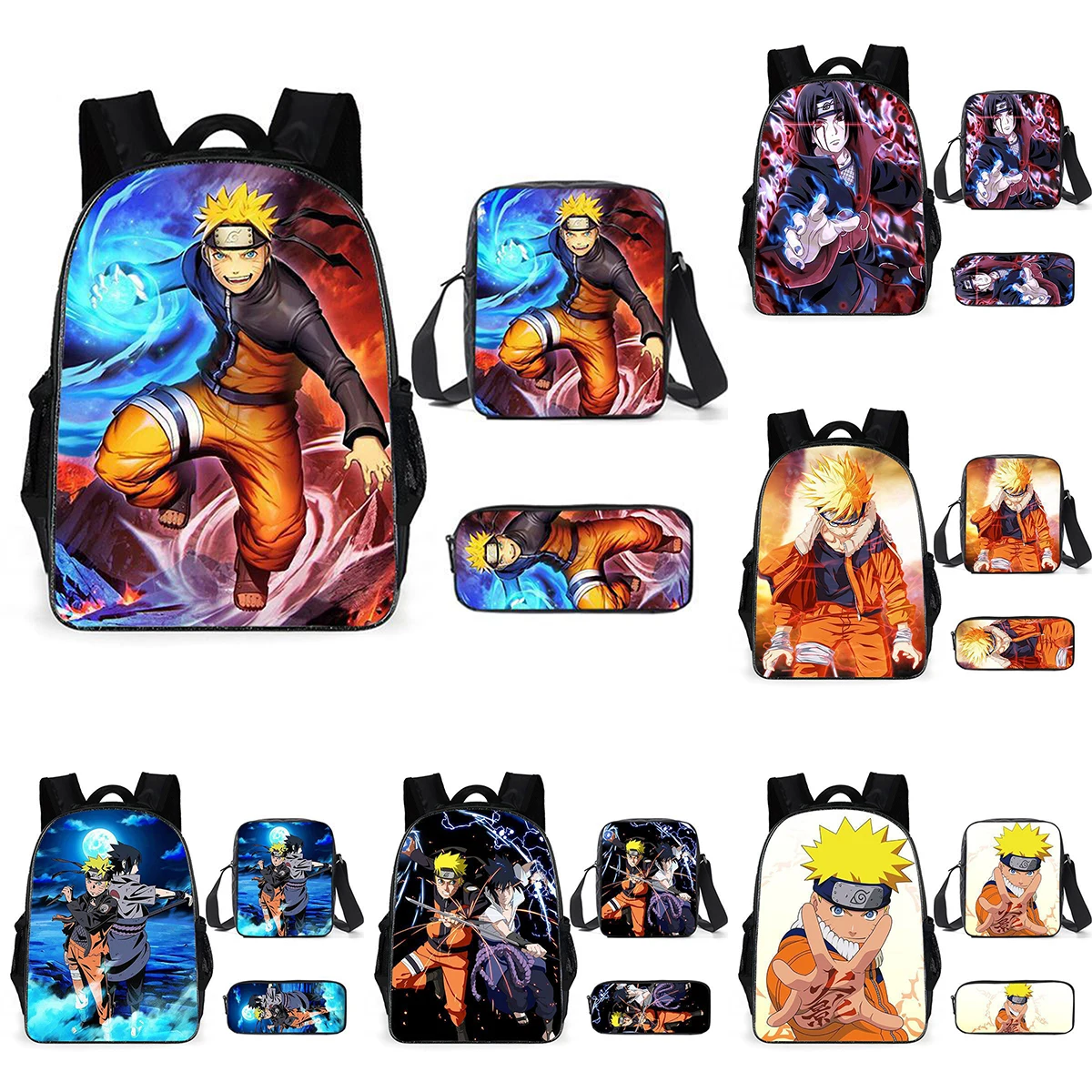 New Anime Bag Naruto Backpack Anime Figures Kids School Bags Big ...