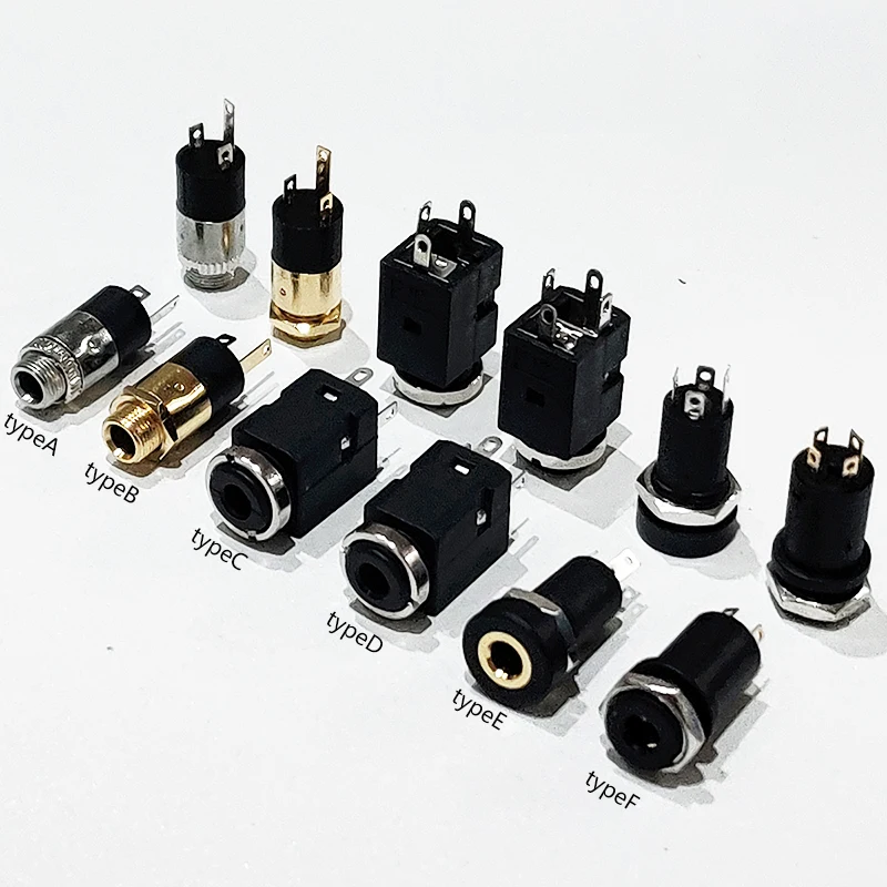 High Quality 4PCS Golden 4P/3P 3.5mm Earphone Jack Female Socket Male ...