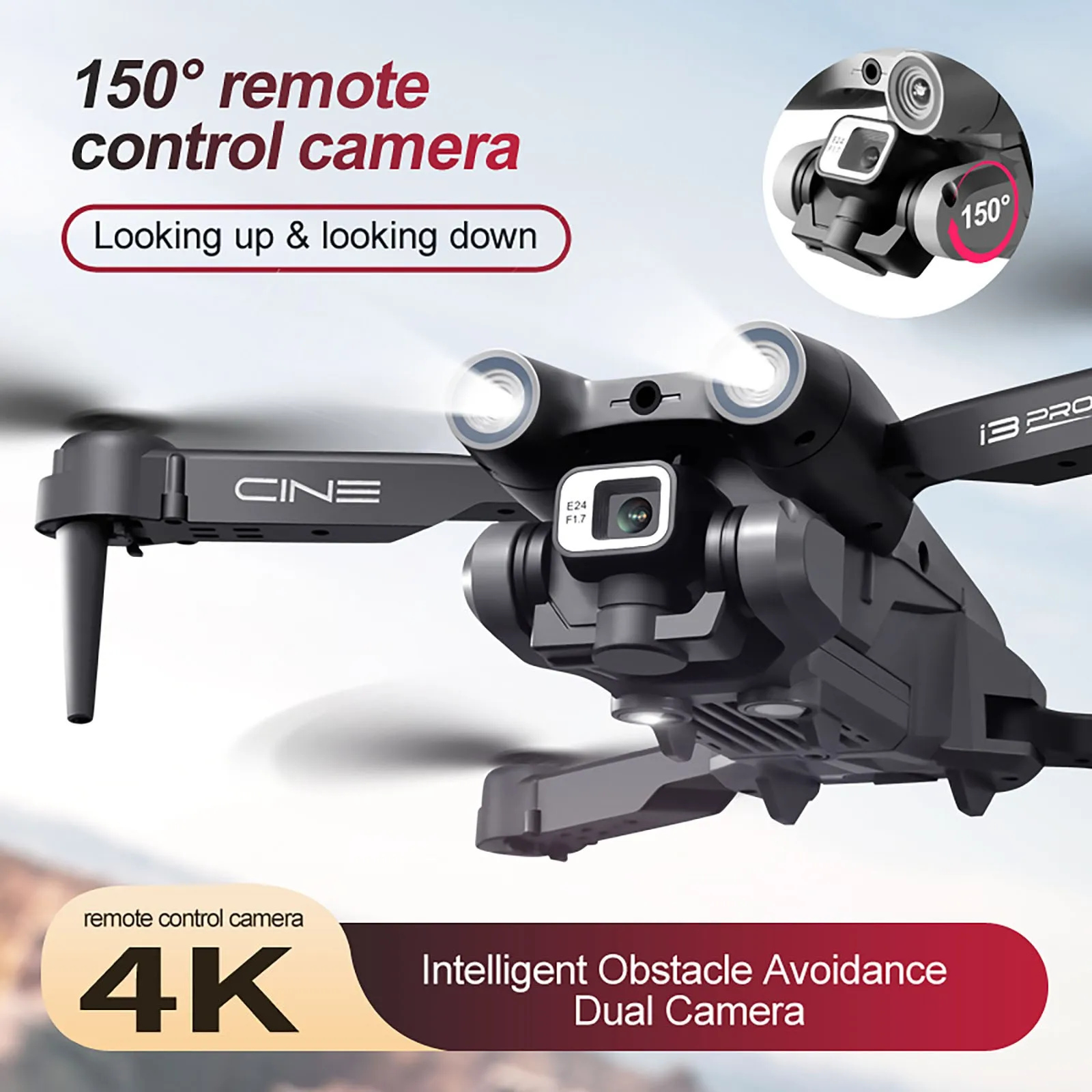 4k-Double-Gris-1B-Drone RC pliable i3 Pro, caméra ESC 4K HD pour ...