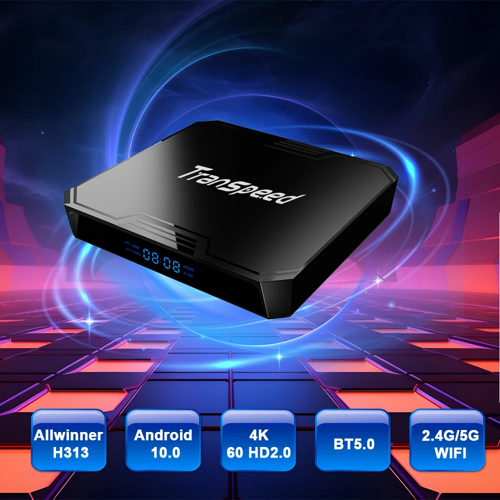 Boîtier TV - Transpeed - Android 10 - Allwinner H313 - 4K - WiFi 100M - Assistant Vocal ...
