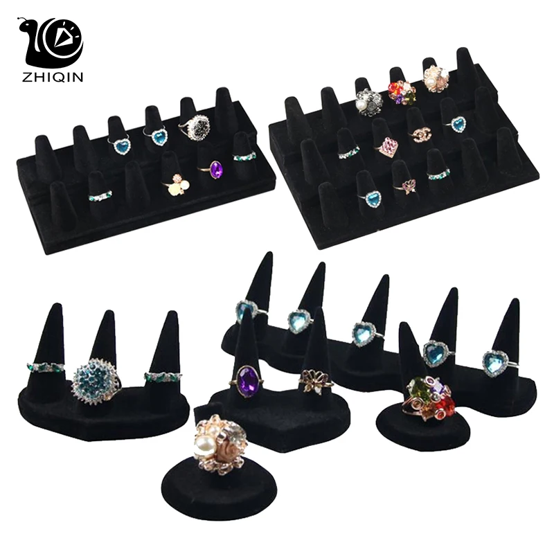 Black-Velvet-Finger-Model-Jewelry-Ring-Display-Rack-Velvet-Jewelry-Ring ...